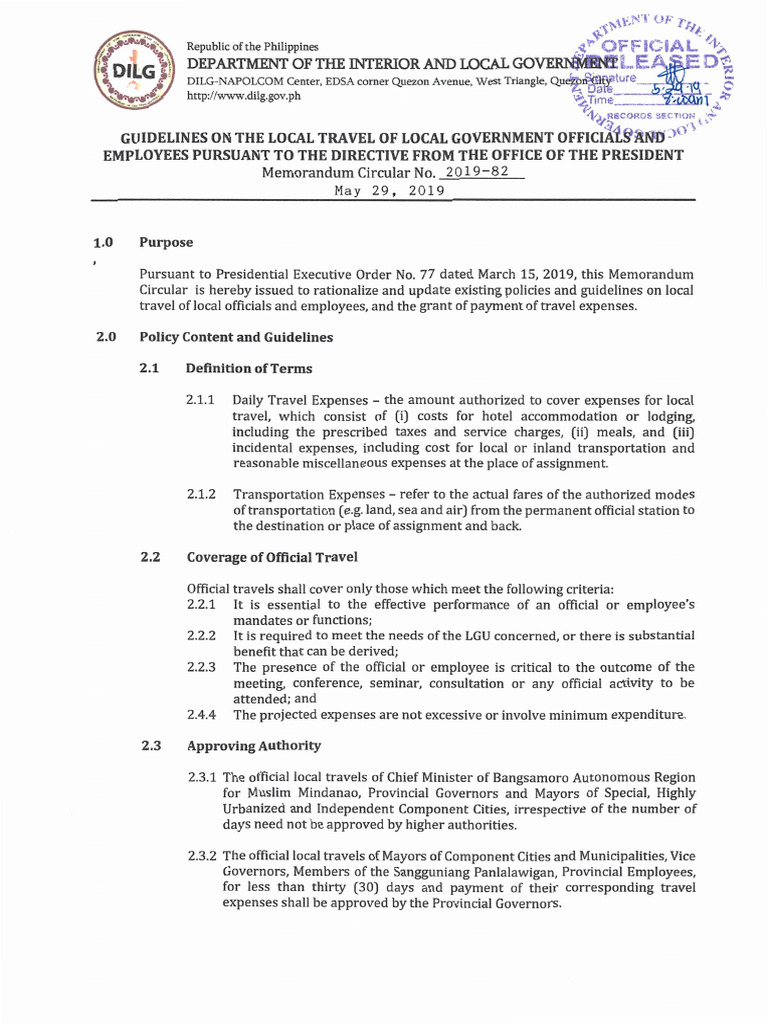 DBM Guidelines on Local Travel Expenses | PDF | Government