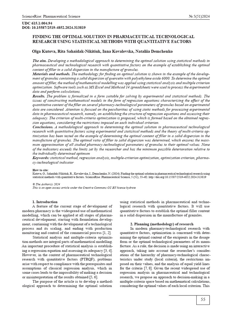 Finding The Optimal Solution in Pharmaceutical Tec | PDF | Statistics ...
