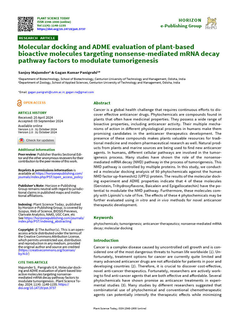 Molecular_docking_and_ADME_evaluation_of_plant-bas | PDF | Biochemistry | Chemistry