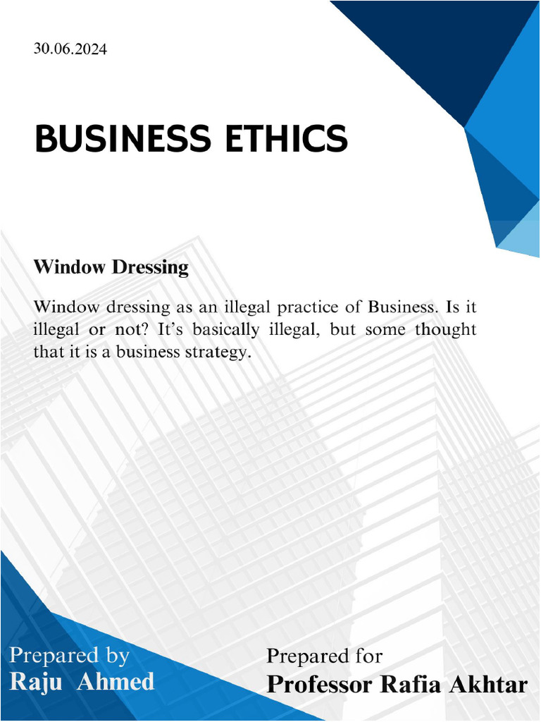 Business Ethics Term Paper | PDF | Business Ethics | Financial Statement