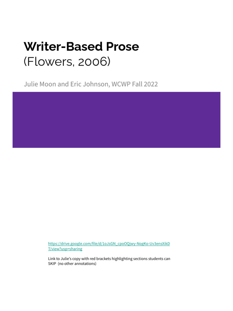 Writer-Based Prose (Flowers, 2006) PDF | PDF | Communication | Human ...