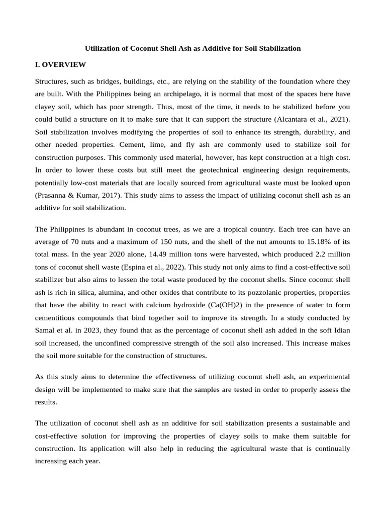 Utilization of Coconut Shell Ash As Additive For Soil Stabilization ...