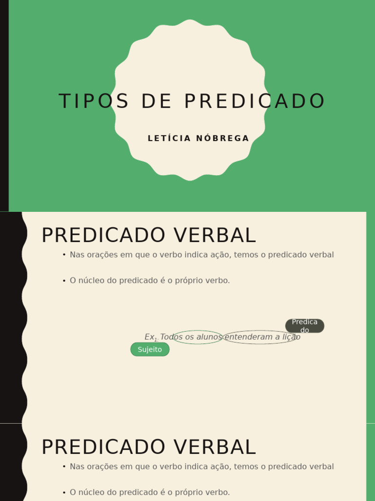 Tipos de Predicado | PDF | Predicado (gramática) | Assunto (gramática)