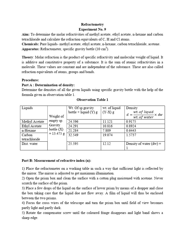 Refractometry | PDF | Molecules | Refractive Index