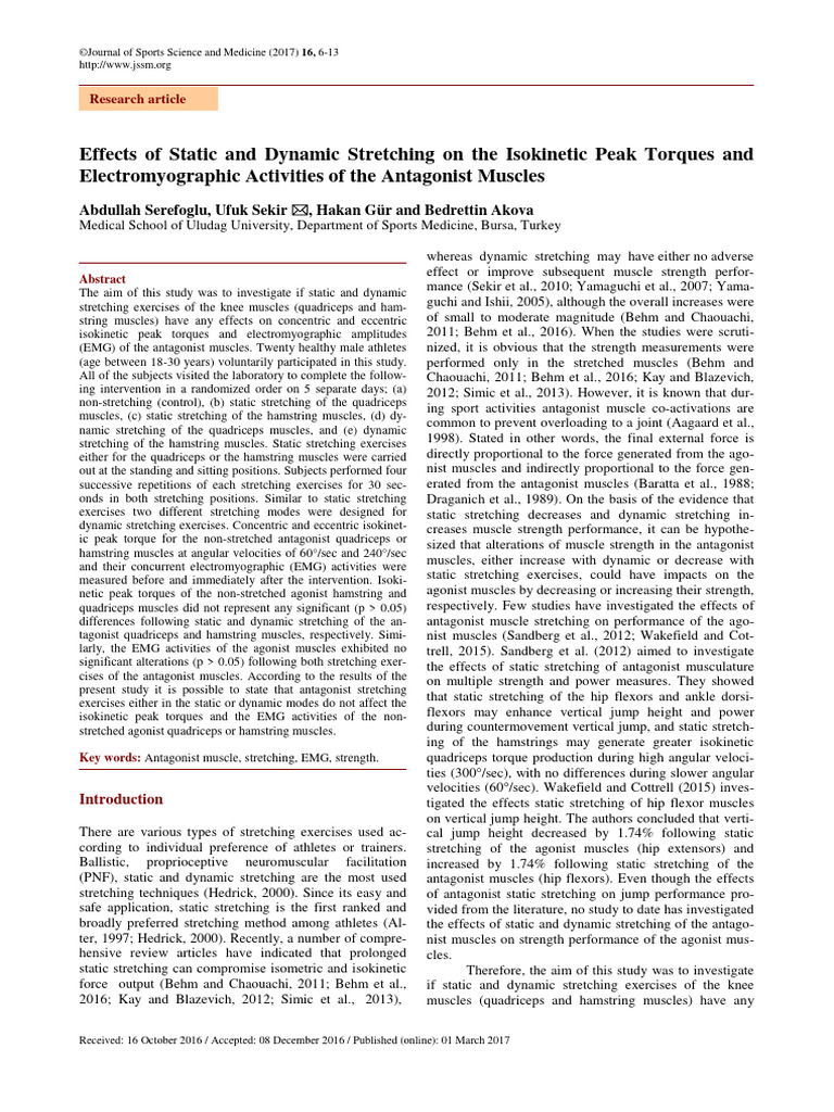 Effects of Static and Dynamic Stretching | PDF | Electromyography | Skeletal Muscle