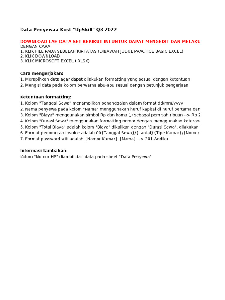 Practice Basic Excel | PDF