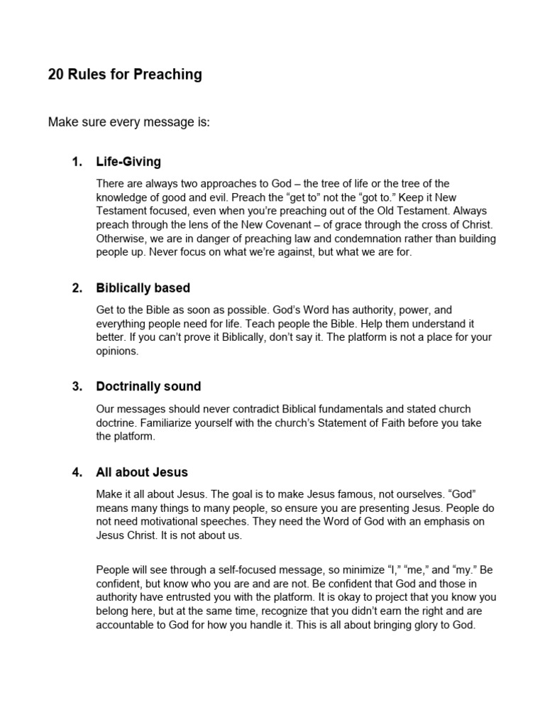 Stage Guidelines 20 Rules PDF Jesus Bible