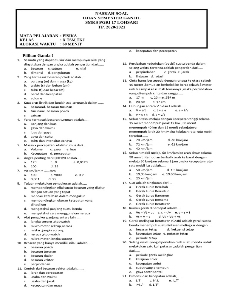 Soal Fisika Kelas X | PDF