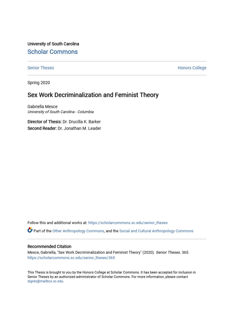 Sex Work Decriminalization and Feminist Theory | PDF | Sex Work | Feminism