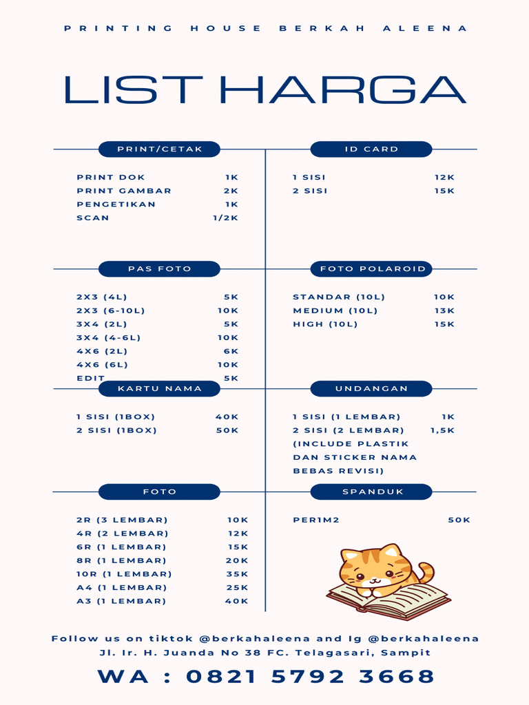 Blue and White Simple Price List | PDF