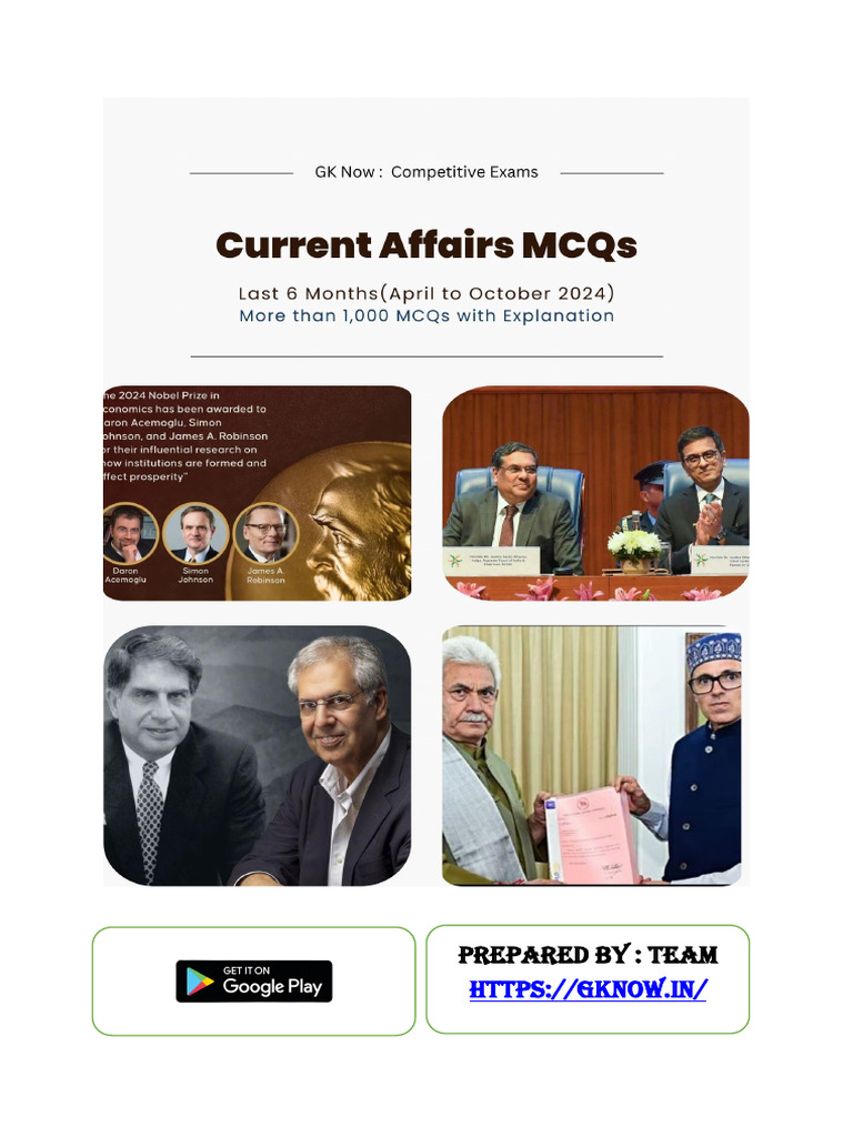 Current Affairs MCQs: Oct 2024 | PDF