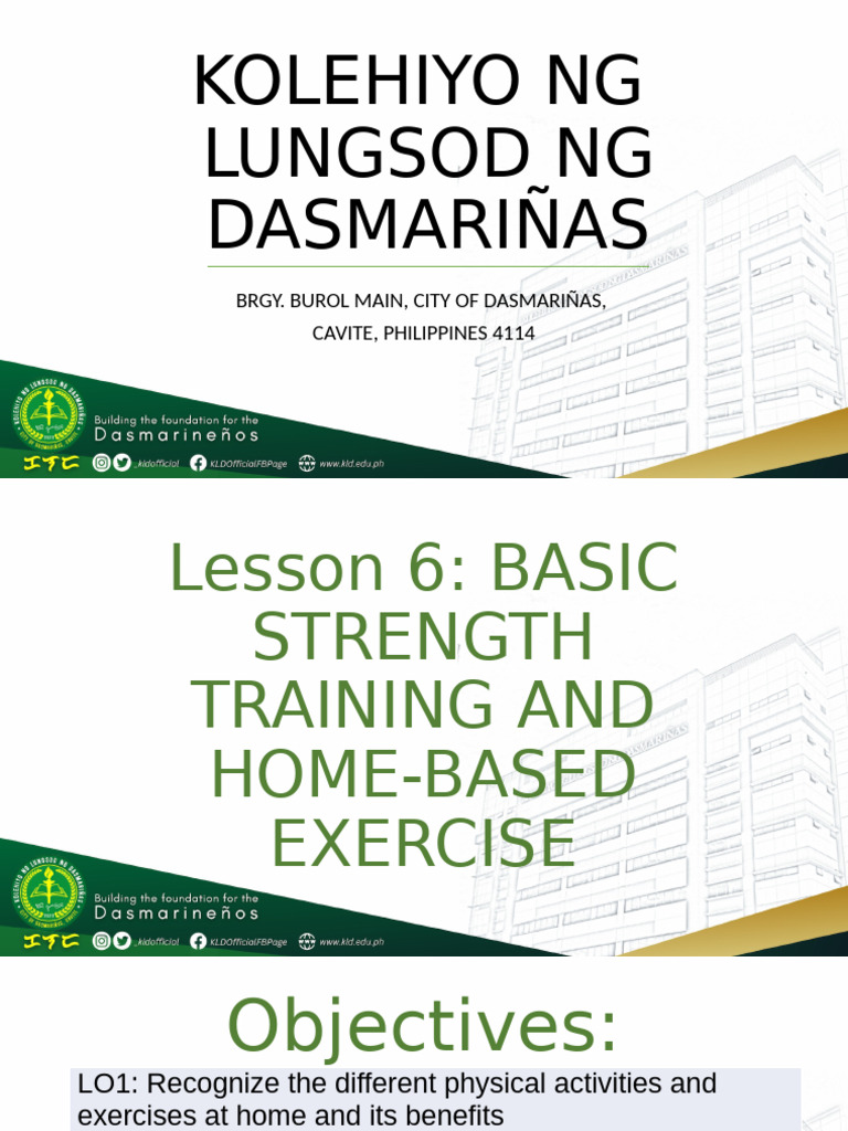 Pathfit1 - WK8 - Basic Strength Training and Home Based Exercise | PDF ...