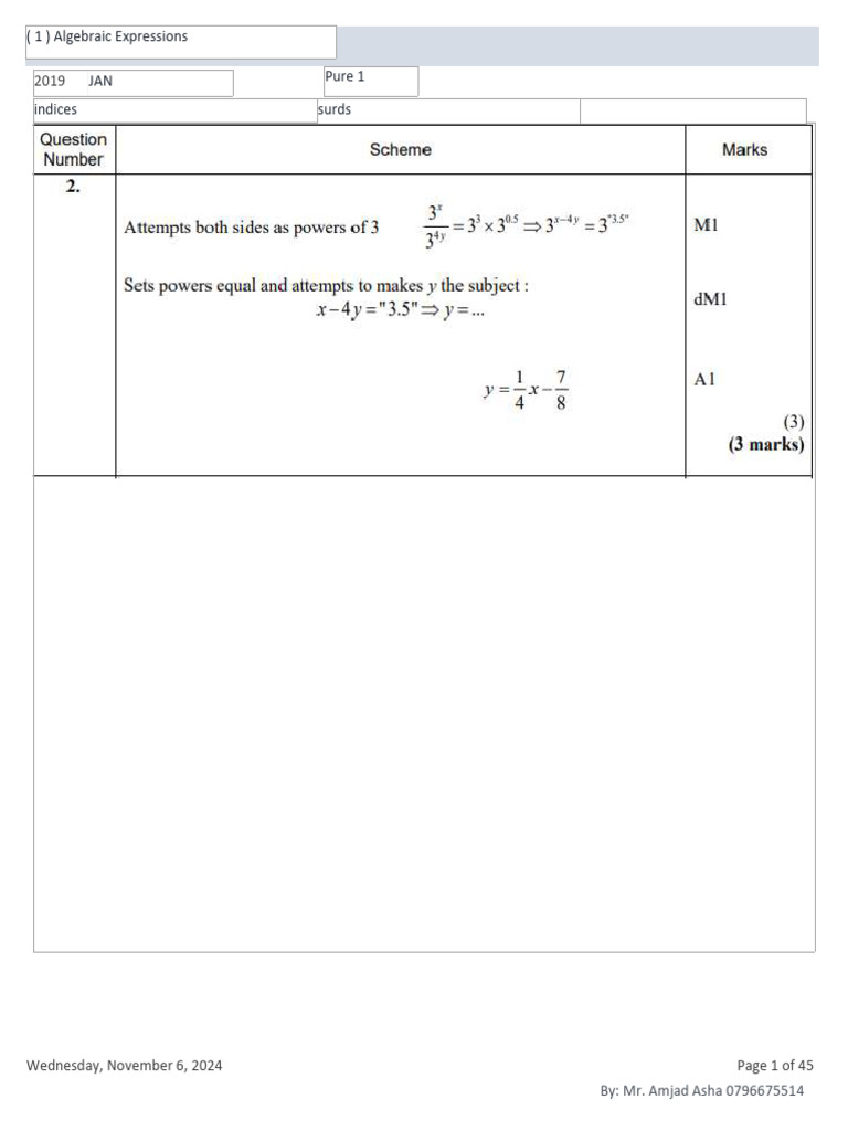 Chapter 1 Pure Mathematics 1 As Edexcel Ms | PDF | Mathematics