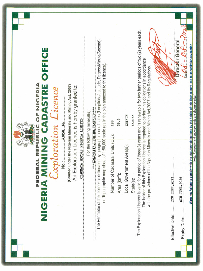 Lithium MiningExploration License-OMNL | PDF