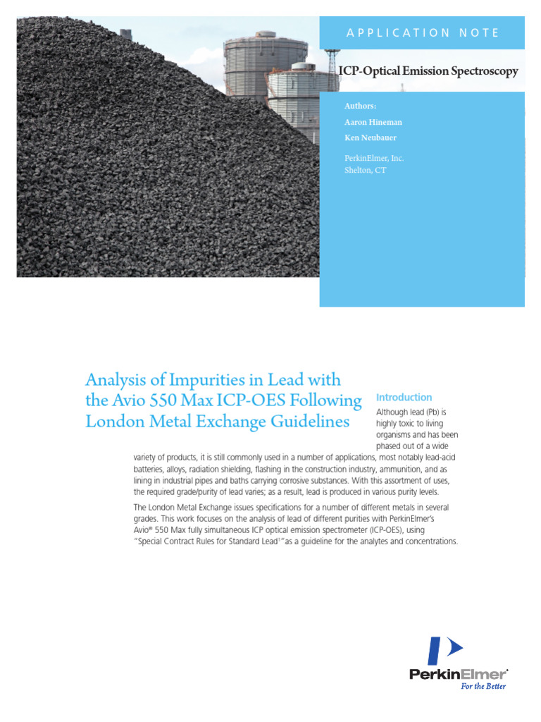 Avio 550 Max ICP OES Metallurgical Lead Impurities Application Note ...