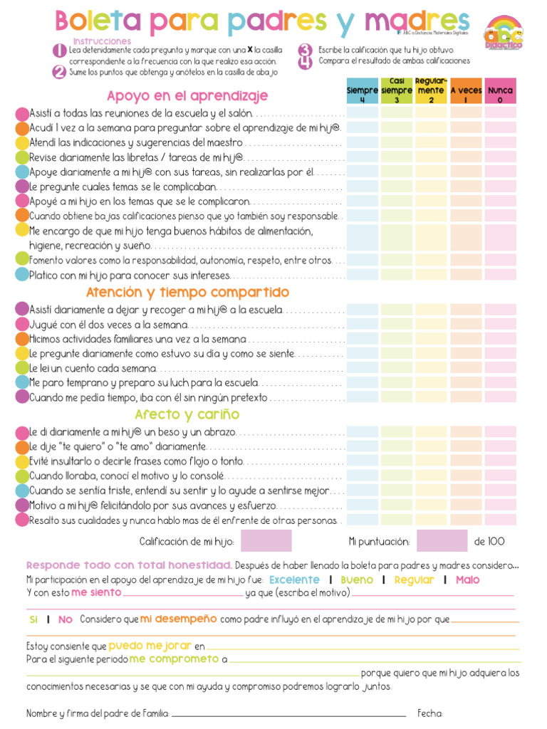 Boleta para Padres y Madres | PDF