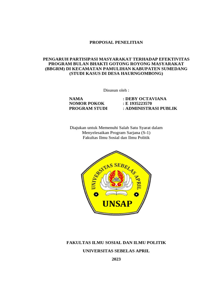 Kuantitatif Proposal Penelitian Bab I + Cover | PDF