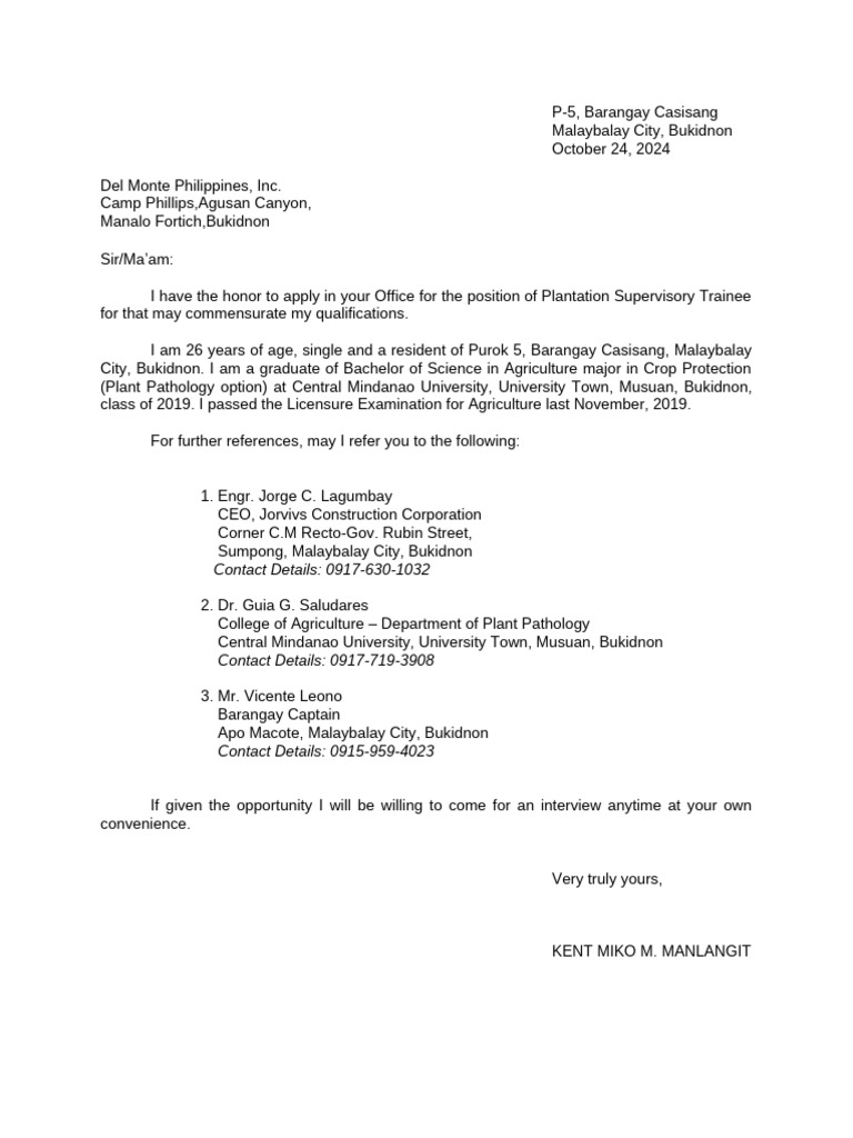 Updated Application Letter | PDF