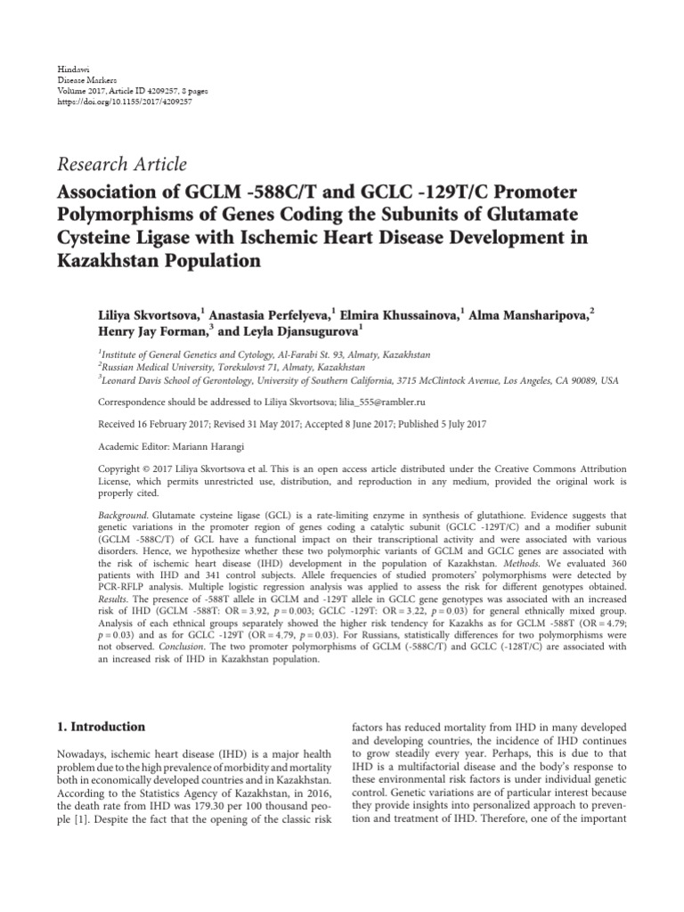 Association of GCLM - 588CT and GCLC - 129TC Promote | PDF | Zygosity | Genotype