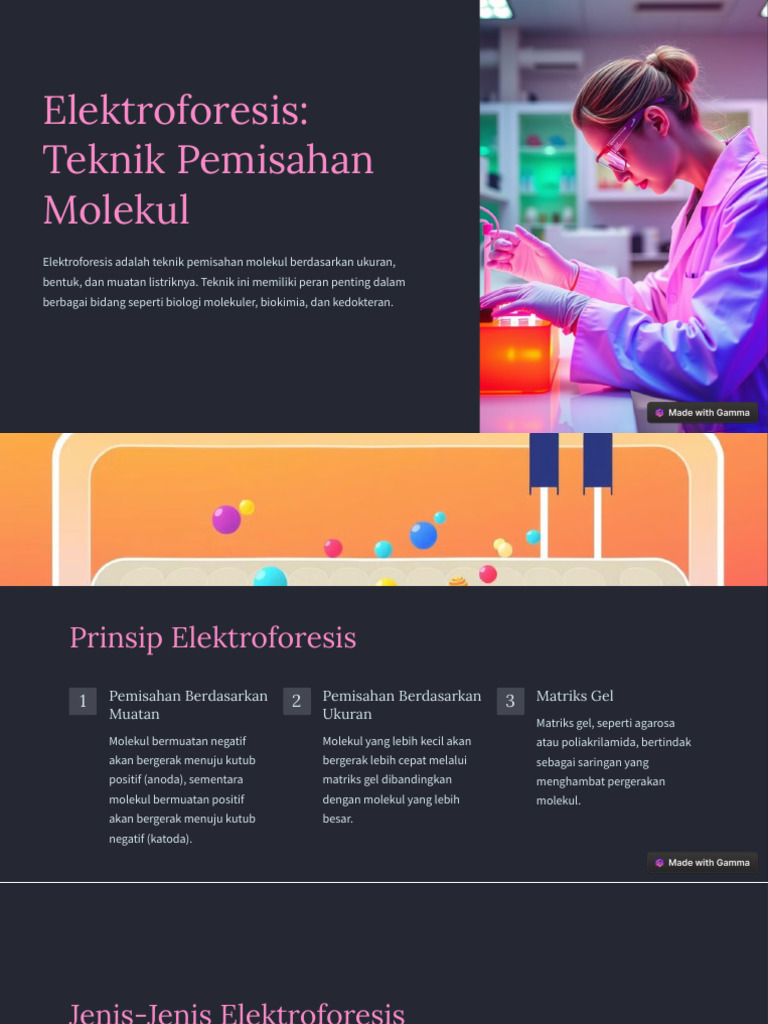 Elektroforesis Teknik Pemisahan Molekul | PDF | Kesehatan Holistik | Sains & Matematika