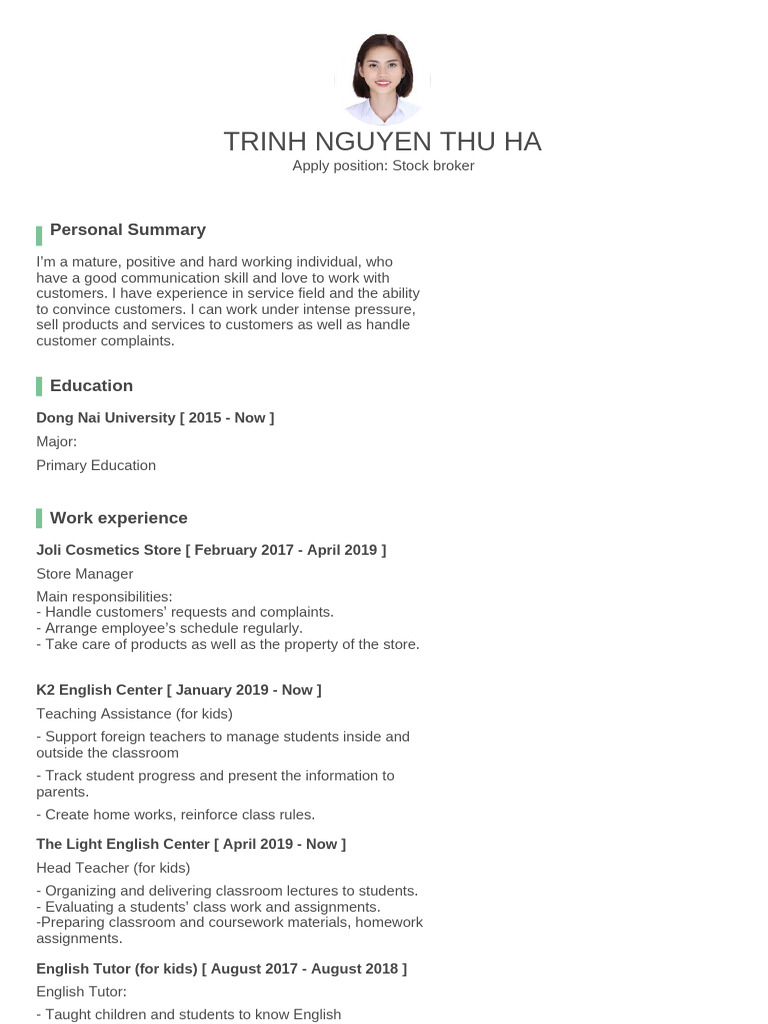 CV Trinh Nguyen Thu Ha | PDF
