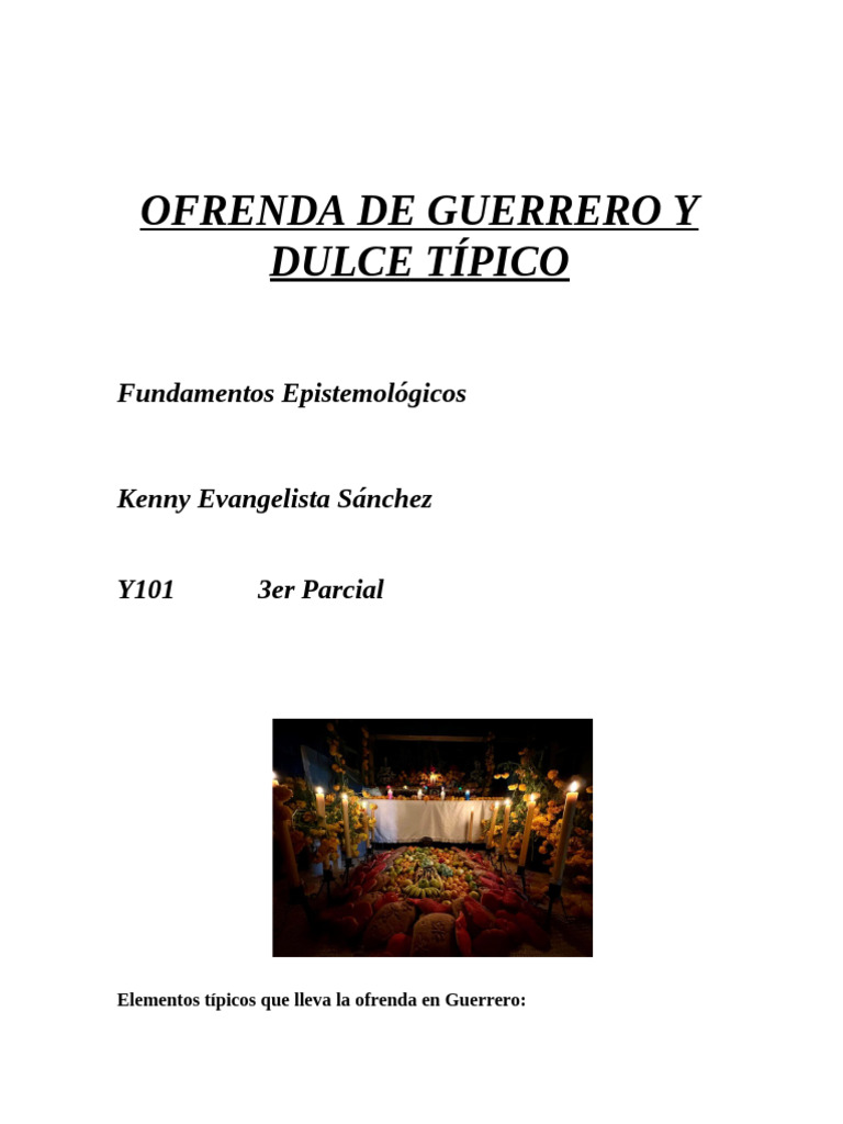Elementos de la Ofrenda en Guerrero | PDF | Altar | Cocina