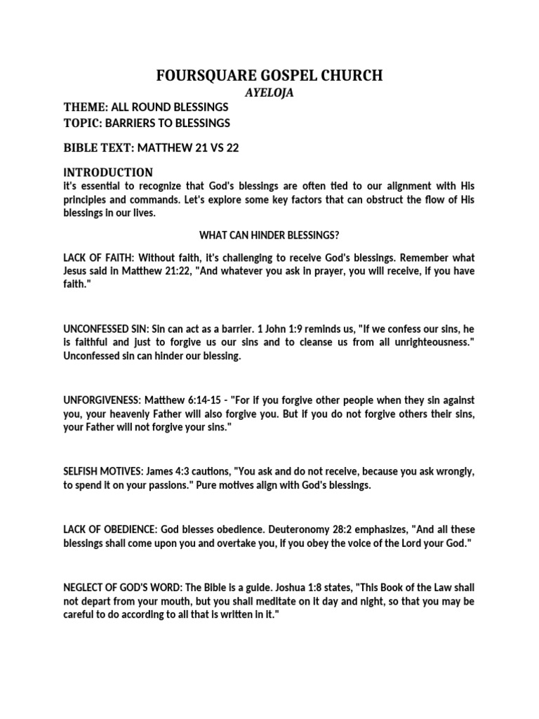 All Round Blessing | PDF