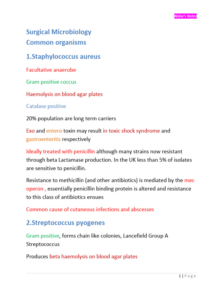 Surgical Microbiology: Key Pathogens Overview | PDF | Diarrhea ...