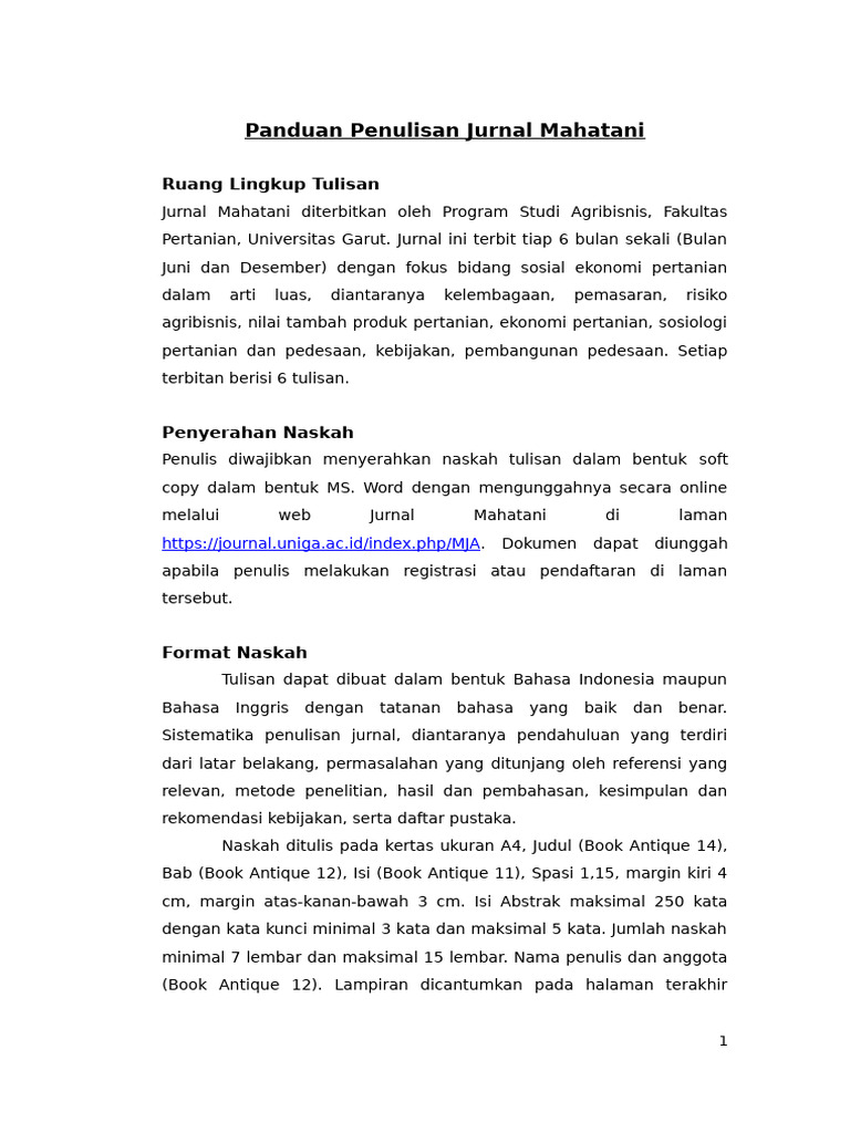 Template Naskah - Mahatani (Prodi Agribisnis) | PDF