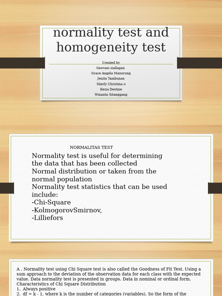Normality and Homogeneity Tests Explained | PDF | Chi Squared ...