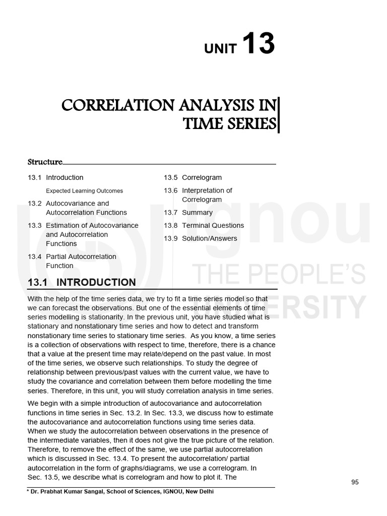 Unit-13 Correlation Analysis in Time Series | PDF | Autocorrelation | Time Series