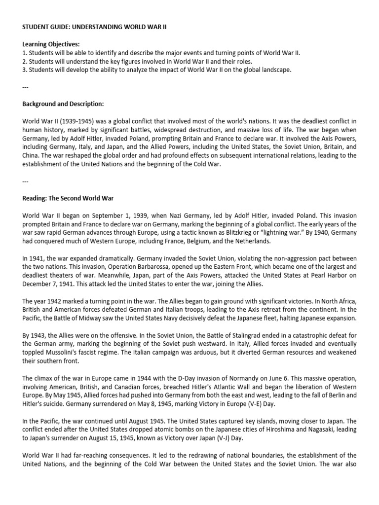 World War II: Key Events and Figures | PDF | World War II | Allies Of ...