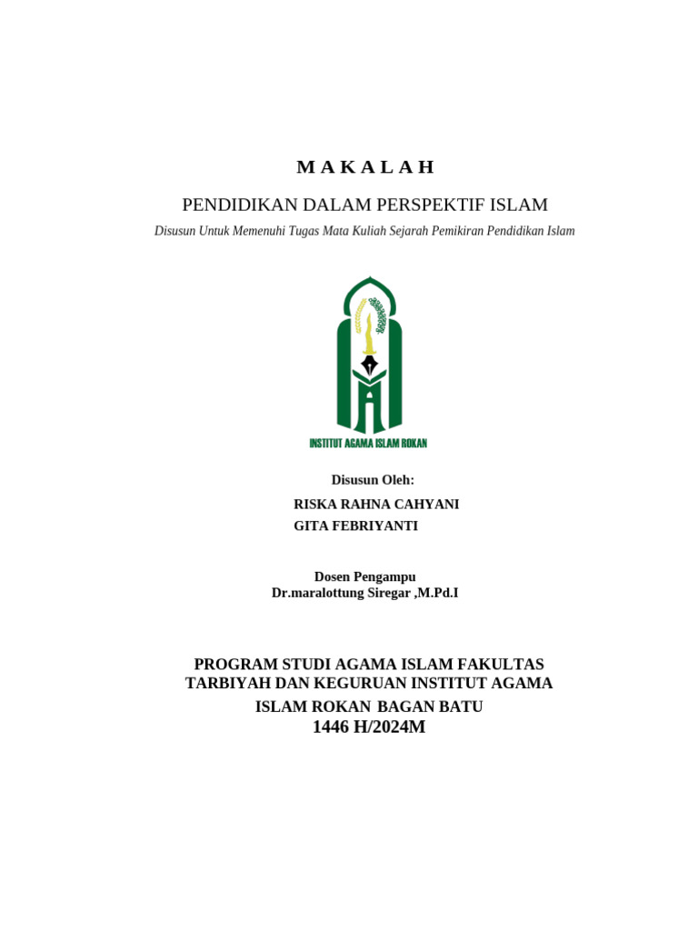 Pendidikan Dalam Perspektif Islam | PDF