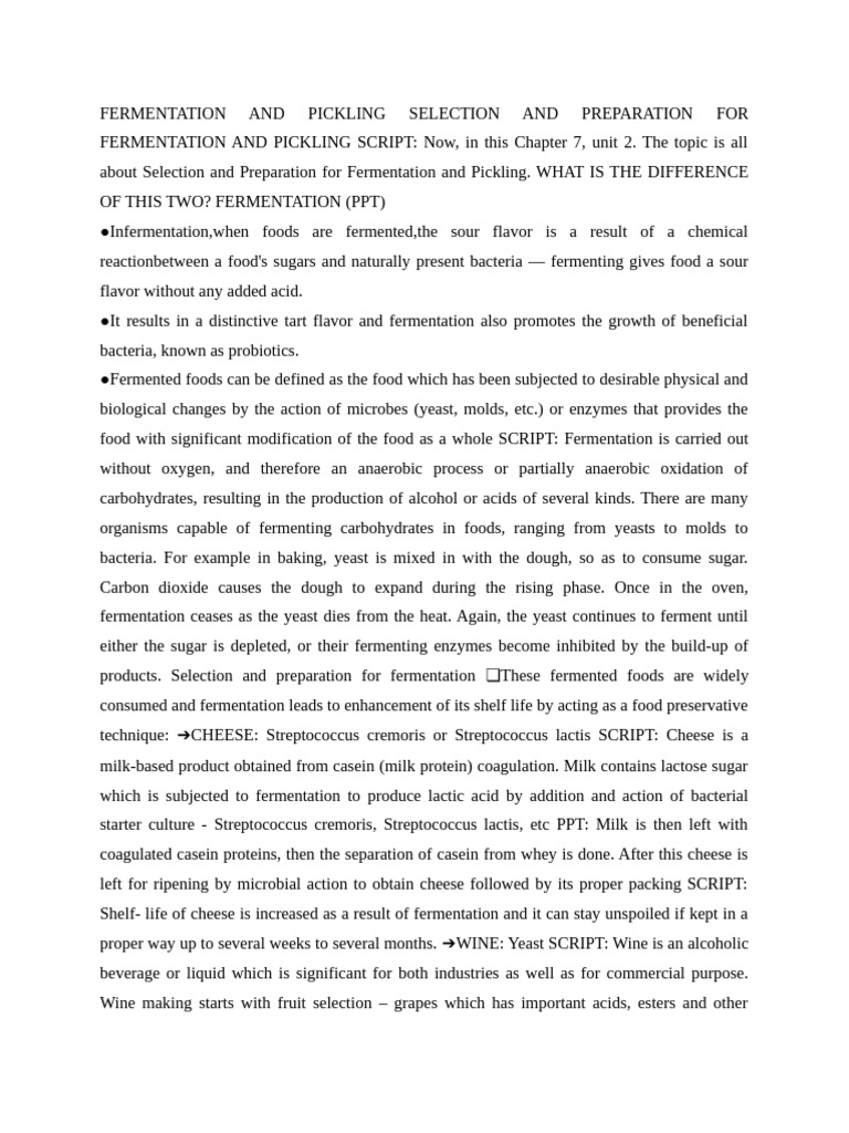 Fermentation and Pickling Selection and Preparation For Fermentation ...