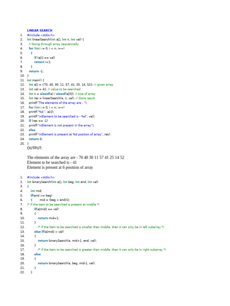 Linear Search, Binary Data Structure PRGM | PDF | Algorithms And Data Structures | Computer ...