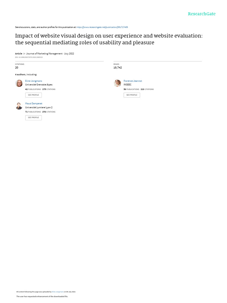 Impact of Website Visual Design On User Experience and Website Evaluation: The Sequential ...