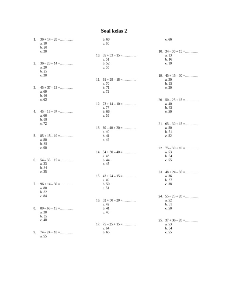 Soal Kelas 2 | PDF