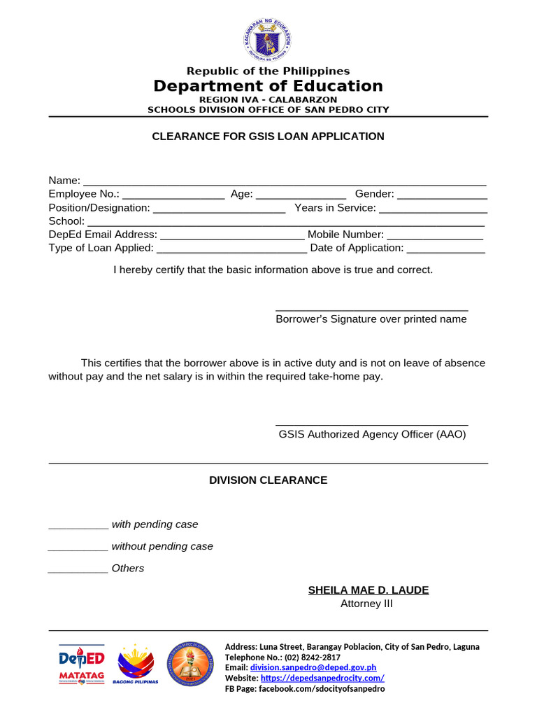 GSIS LOAN CLEARANCE Rev2 | PDF