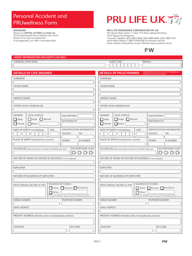 2024 Personal Accident PW Form 1 | PDF | Insurance | Insurance Broker