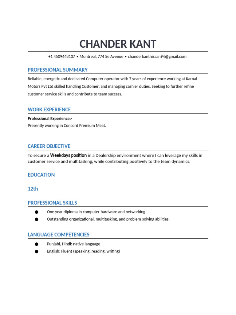 Resume Chander | PDF