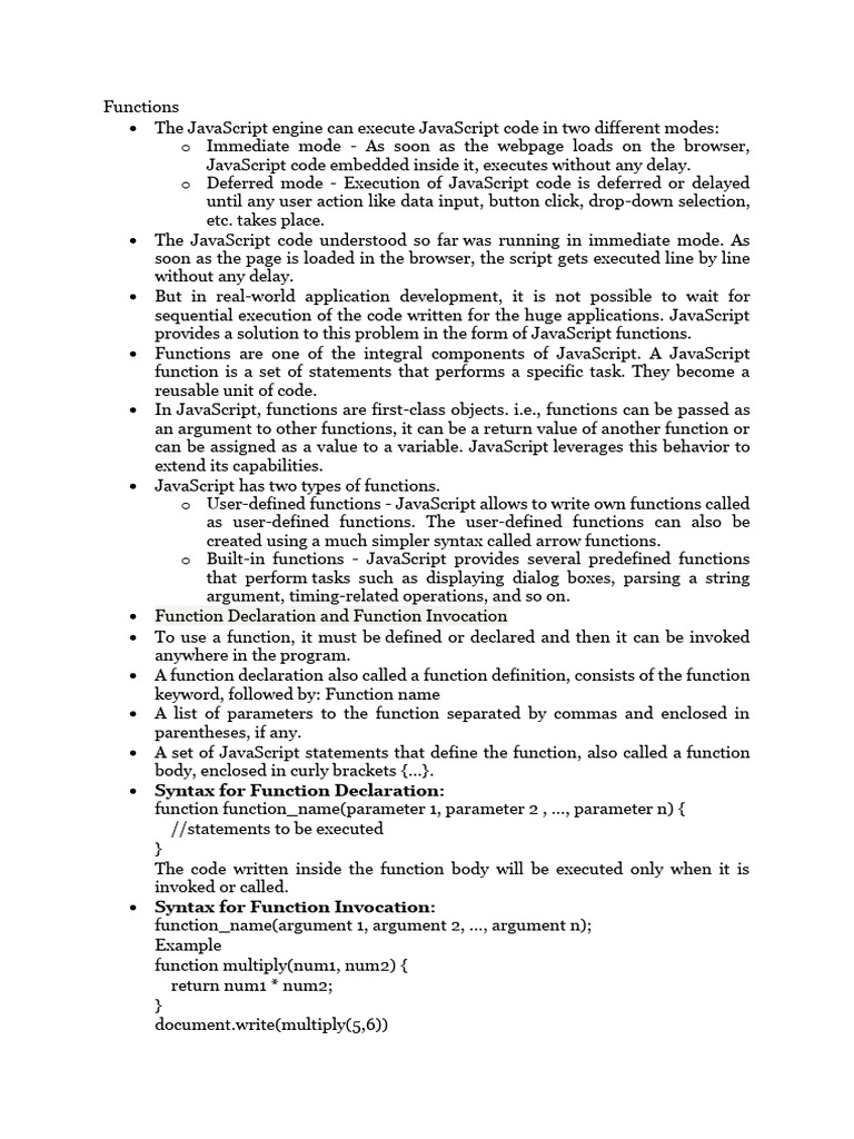 6. Functions | PDF | Parameter (Computer Programming) | Java Script 6. Functions | PDF | Parameter (Computer Programming) | Java Script