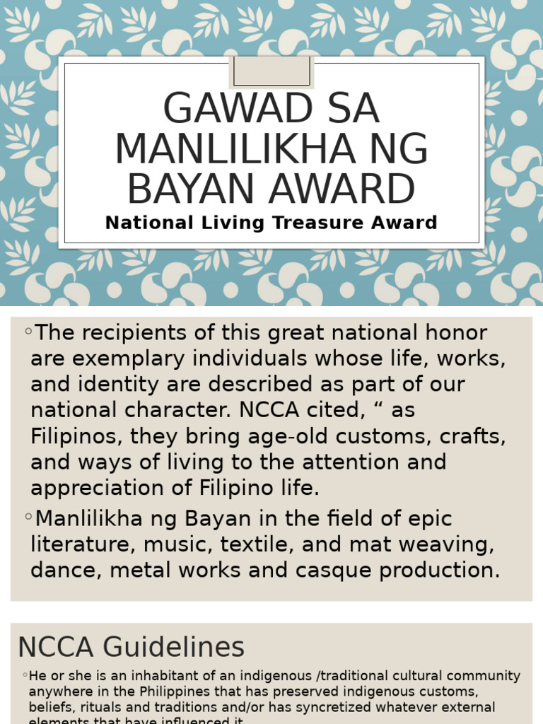 Gawad Sa Manlilikha NG Bayan Award | PDF