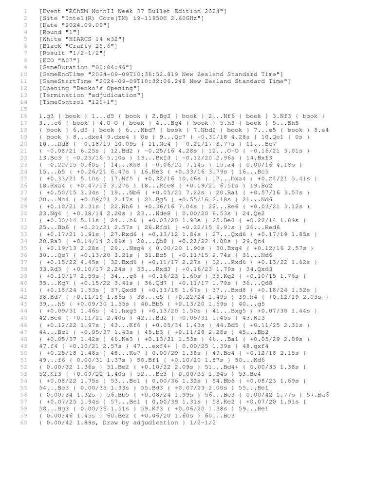 RChEM_HIARCS-Crafty_R01 | PDF | Chess Theory | Chess