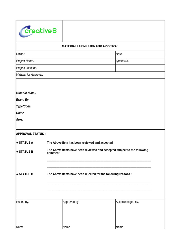 Material Approval Submission Form | PDF