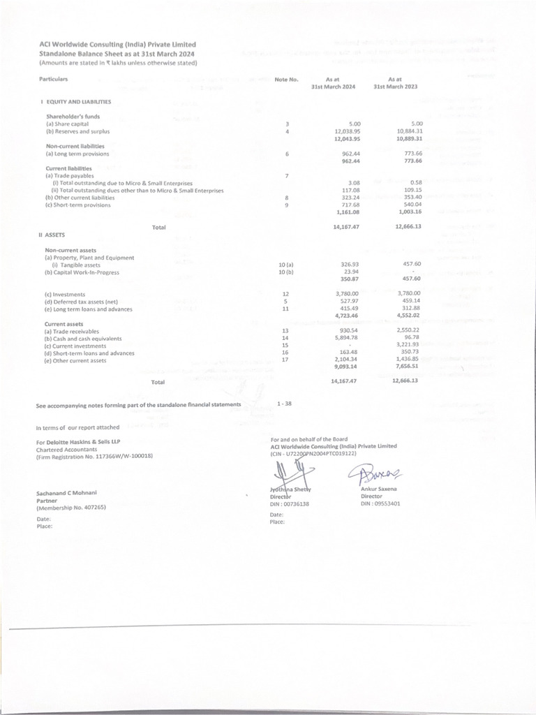 Consolidated Bal Sheet | PDF