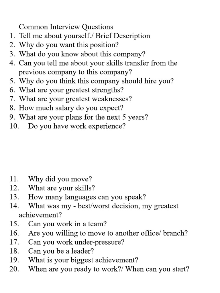 Common Interview Questions | PDF | Business | Self-Improvement