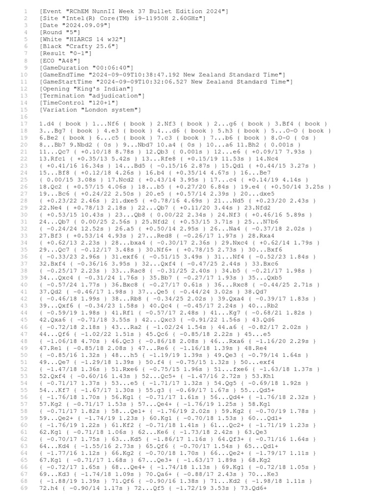 RChEM HIARCS-Crafty R05 | PDF | Chess | Chess Theory