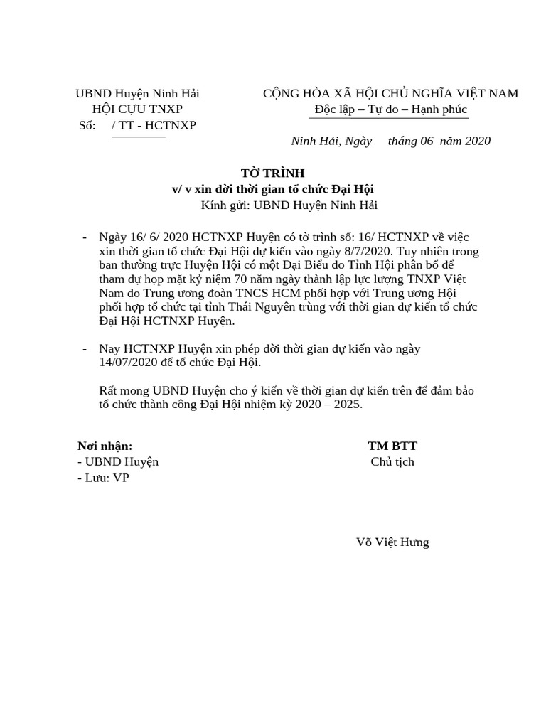 T TRÌNH - V V Xin D I TH I Gian T CH C Đ I H I | PDF