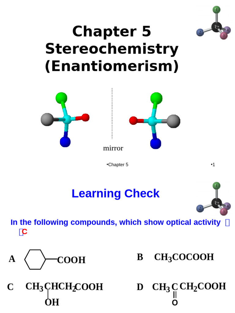 Stereochemistry and Enantiomerism Concepts | PDF | Chirality (Chemistry ...
