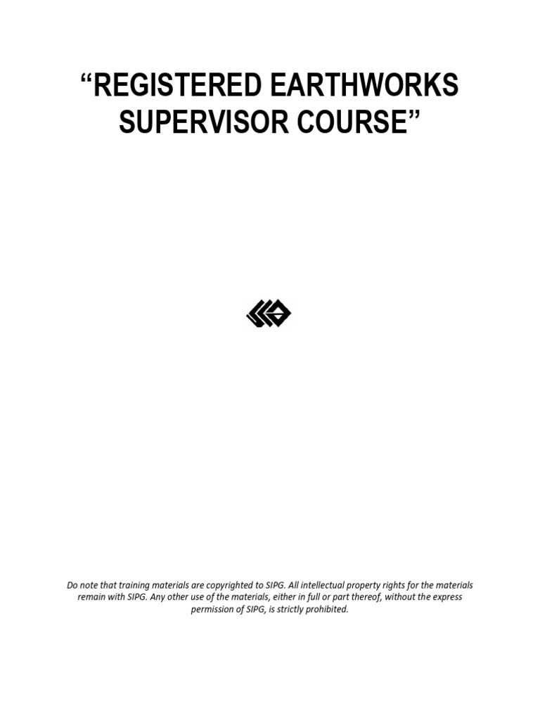 Registered Earthworks Supervisor Courseware - v3.3 (Trainees) | PDF ...